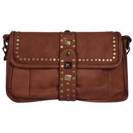 Samantha Look Damen Henkeltasche, braun, Leder, unifarben, Taschen, echt Leder, Made in Italy