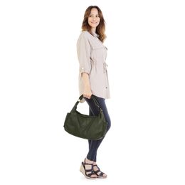 Samantha Look Damen Henkeltasche, gr&uuml;n, Leder, vintage, Taschen, echt Leder, Made in Italy
