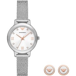 Emporio Armani Damen Quarzuhr, rosa, Armbanduhren, Armbanduhr, Damenuhr, ideal als Geschenk, Edelstahlarmband