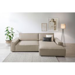 Ecksofa Home Affaire, B:284cm H:90cm T:195cm, braun, 100% Polyester, Wohnzimmer, Sofas, "NEU: SHERWOOD XXL 284, Big-Sofa L-Form, tiefe Sitzfläche 95