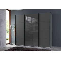 Schwebet&uuml;renschrank wimex, B:225cm H:236cm T:64cm, grau, Schr&auml;nke, "Norderstedt", INKLUSIVE 2 Stoffboxen und 2 zus&auml;tzliche Einlegeb&ouml;den, mit Glast&uuml;r