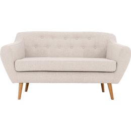 2-Sitzer Home Affaire, B:128cm H:78cm T:73cm, beige, Leder Belfast (echtes Rindsleder), Sofas, "Renne", mit Heftung im Rücken im skandinavischem Stil
