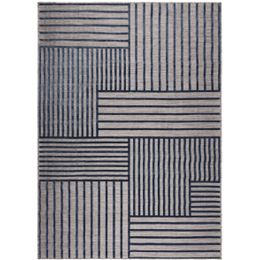 Teppich FLAIR RUGS, B:200cm H:4mm L:290cm, blau, Kunstfaser, Wohnzimmer, Teppiche, "Vigo Blocks", Vigo Blocks Indoor Outdoor-Teppich