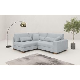 Ecksofa MR. COUCH, B:227cm H:68cm T:190cm, grau, Novaclean Avanti (100% Polyester), Wohnzimmer, Sofas, "Hilla L-Form, bis 140 kg belastbar", mit