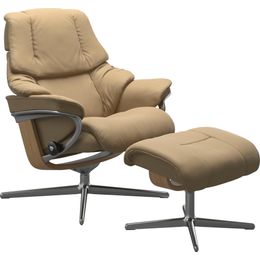 stressless "Reno" Set, Relaxsessel mit Hocker, mit Hocker, mit Cross Base, Gr&ouml;&szlig;e S, M & L, Holzakzent Eiche