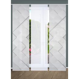 Schiebegardine HOME IN GREEN, B:60cm H:245cm, grau, Polyester, Wohnzimmer, Gardinen, "SYLVIA", SET DIGITALDRUCK,BAMBUSOPTIK RECYCELT