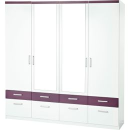 Kleiderschrank Priess, B:185cm H:193cm T:56cm, lila, Holzwerkstoff, Schlafzimmer, Schr&auml;nke