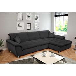 Ecksofa DOMO collection, B:278cm H:80cm T:171cm, grau, Flachgewebe (100% Polyester);Chenille (100% Polyester), Wohnzimmer, Sofas, "Franzi Steppung im