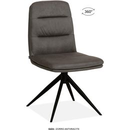 Esszimmerstuhl OMG DESIGN, B:48cm H:88cm T:63cmanthrazit, schwarz, anthrazit, Polyester, St&uuml;hle, "Giza", Drehstuhl mit auto-return, pflegeleichter