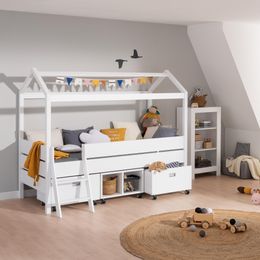 Hausbett Paidi, B:100cm H:175cm L:210cm, wei&szlig;, Betten, "TINY HOUSE", mit Rausfallschutz, individuell gestaltbar, hochwertig verarbeitet