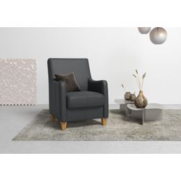 Sessel Home Affaire, B:70cm H:93cm T:75cm, schwarz, Luxus-Microfaser (100% Polyester);Struktur (100% Polyester);Luxus-Microfaser in Lederoptik (100%