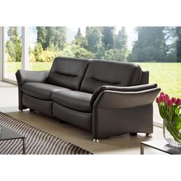 2,5-Sitzer Hukla, B:194cm H:91cm T:92cm, schwarz, Sofas, "HU-SF15058 Ledersofa, Breite 194 cm", aus Leder, optional Kopfstütze u. WallAway-Funktion