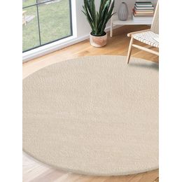 Teppich the carpet, H:16mm &Oslash;:120cm, beige, Polyester, Teppiche, "Relax round", waschbarer Wohnzimmer Teppich modern rutschfest