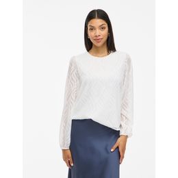 Vila Damen Blusenshirt "VIMIKA O-NECK L/S TOP - NOOS", wei&szlig;, Gr. 38, unifarben, Jersey, Obermaterial: 100% Polyester, Shirts
