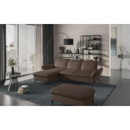 Sit & More Ecksofa SIT & MORE, B:267cm H:88cm T:200cm, braun, 100% Polyester, Wohnzimmer, Sofas, "Leandro L-Form", Wahlweise mit Bett-, Kopfteil - und