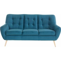 3-Sitzer, B:187cm H:92cm T:92cm, blau, exxpo - SOFA FASHION, Korpus: 100% PES;Luxus-Microfaser (100% Polyester), Sofas, "Scandi, bequem, aufwendige