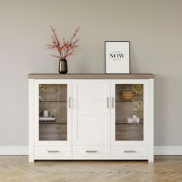 Highboard, B:184cm H:127cm T:44cm, beige, SET ONE BY Musterring, MDF, Wohnzimmer, Sideboards, "york", Typ 57,Breite 184 cm