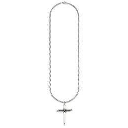 Bruno Banani Herren Kette mit Anh&auml;nger "Schmuck Geschenk Halskette Kreuz, Venezianerkette", Edelstahl, L: 55 B: 3mm, silber, Edelstahl, B:3mm,