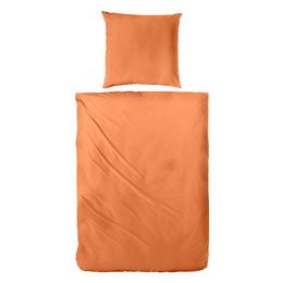 Bettwäsche Primera, orange, Satin, Obermaterial: 100% Baumwolle, Jugendzimmer, Bettwäsche, "Satin-Bettwäsche Falsches Uni", mit dezenten Tönen