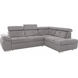 Ecksofa, B:274cm H:81cm T:206cm, silber, exxpo - SOFA FASHION, NaturLEDER (echtes Rindsleder) in Sitz und R&uuml;cken. Korpus in passendem Kunstleder