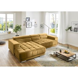 Ecksofa DIE PLANBAR, B:329cm H:73cm T:190cm, gelb, 100% Polyester, Wohnzimmer, Sofas, "MP-IN15053 L-Form extra breiter Schenkel", mit