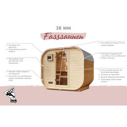 Konifera Fasssauna "Cube", Saunaofen, integrierte Steuerung, 3,6 kW, beige, Saunen, Plug&Play Saunaofen mit eingebauter Steuerung 3,6 kW mit 18 Kg