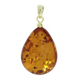 OSTSEE-SCHMUCK Damen Kettenanh&auml;nger "- Tropfen ca. 34 mm lang - Gold 585/000 - Bernstein -", Bernstein, gold, Bernstein, Schmuckanh&auml;nger