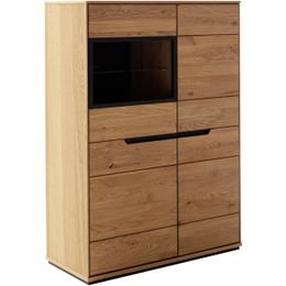 Stauraumvitrine MCA LIVING, B:92,5cm H:129,5cm T:40,5cm, braun, Holzwerkstoff, Massivholz, Schränke, "Araya Highboard", Türen gedämpft