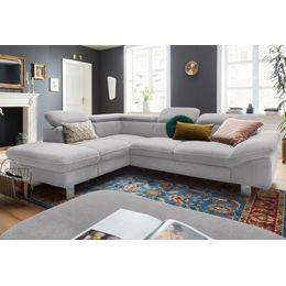 Ecksofa COTTA, B:266cm H:73cm T:214cm, grau, Struktur (100% Polyester);Chenille (90% Polyester, 10% Polyamid), Wohnzimmer, Sofas, "Driver L-Form",