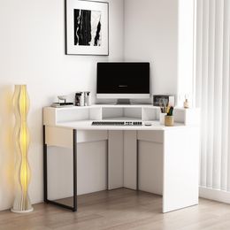 Eckschreibtisch OTTO HOME, B:100cm H:71,5cm T:46cm, wei&szlig;, B&uuml;ro, Tische, "Moid", mit Schreibtischaufsatz, modernes Design, B. 100 cm