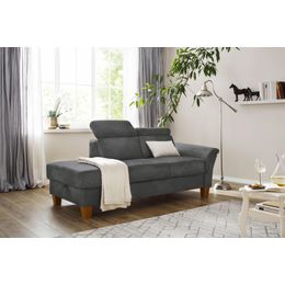 Recamiere Home Affaire, B:194cm H:84cm T:93cm, grau, 100% Polyester, Sofas, "Conville", incl. Kopfteilverstellung, Federkern, wahlweise mit Bettkasten
