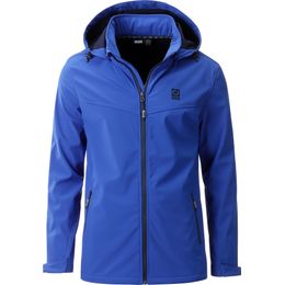 LPO Herren Softshelljacke "Softshelljacke Melvin", blau, Sportlich, Gr. M, 96% Polyester; 4% Elasthan, Jacken, abnehmbare, verstellbare Kapuze