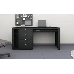 borchardt M&ouml;bel Schreibtisch BORCHARDT M&Ouml;BEL, B:173cm H:78cm T:50cm, schwarz, B&uuml;ro, Tische, "Dolly", mit 3 F&auml;chern und 4 Schubk&auml;sten