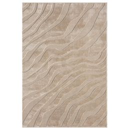 Teppich OTTO HOME, B:240cm H:19mm L:320cmbeige, Kunstfaser, Wohnzimmer, Teppiche, "Benia, Hoch-Tief-Struktur", Wellen-Design, leichter Glanz, modern,