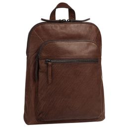 Sansibar Damen Laptoprucksack, braun, Leder, Rindsleder, Retro, Rucks&auml;cke, echt Leder