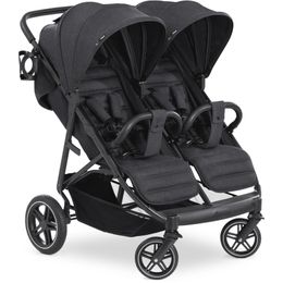 hauck Kinder Geschwisterwagen "Uptown Duo, black", schwarz, Aluminium, Polyester, Kinderwagen, mit schwenk- und feststellbaren Vorderrädern