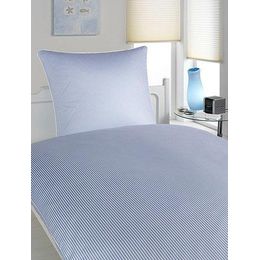 Bettwäsche Elegante, blau, Mako-Satin, Obermaterial: 100% Baumwolle, Bettwäsche, "Hamburger Streifen", angenehmes Hautgefühl