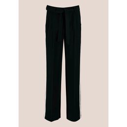 Madeleine Mode MADELEINE Damen Bügelfaltenhose "Hose Weite Hose mit Bindeband und Seitenstreifen"schwarz, weiß, Gr. 48, Obermaterial: 90% Viskose CV. 10% Polyamid