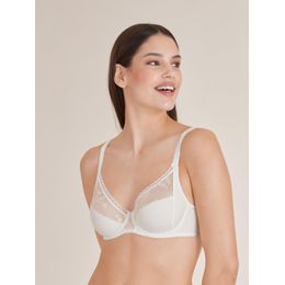 Conturelle Damen Bügel-BH "Mille Fleurs", Gr. 90, beige, Obermaterial: 74% Polyamid, 22% Polyester, 4% Elasthan, gestreift, BHs, Dekorativer