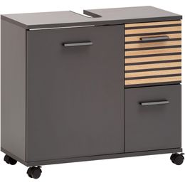 Waschbeckenunterschrank Welltime, B:65,1cm H:60cm T:32cm, schwarz, FSC-zertifizierter Holzwerkstoff, Badezimmer, Schr&auml;nke, "Katta, Breite 65 cm",