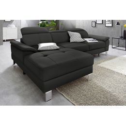 Ecksofa, B:270cm H:94cm T:175cm, schwarz, exxpo - SOFA FASHION, Kunstleder SOFTLUX;NaturLEDER (echtes Rindsleder) in Sitz und Rücken. Korpus in