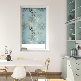 Seitenzugrollo, B:60cm H:150cm, blau, LICHTBLICK ORIGINAL, Polyester, Rollos, "Rollo Klemmfix, ohne Bohren, blickdicht, Aqua Floral - Blau"