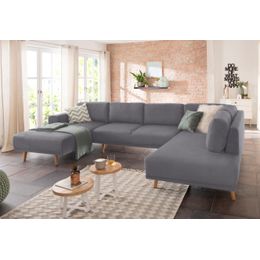 Wohnlandschaft Home Affaire, B:355cm H:84cm T:203cm, grau, Filzoptik (100% Polyester);Luxus-Microfaser (100% Polyester);Struktur fein( 100%