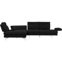 Ecksofa Calia italia, B:288cm H:90cm T:232cm, schwarz, Leder BULL (100% Leder), Wohnzimmer, Sofas, "Toby Wing, L-Form, Designsofa mit sensationellem