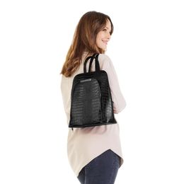 CLUTY Damen Cityrucksack, schwarz, Leder, Rindsleder, Rucks&auml;cke, echt Leder, Made in Italy