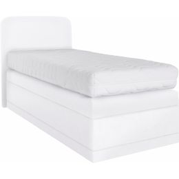 Boxspringbett, B:105cm L:212cm, wei&szlig;, Westfalia Schlafkomfort, Box und Kopfteil: Microvelours (100% Polyester) oder Kunstleder (Polyurethan);Bezug