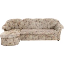 Ecksofa DOMO collection, B:238cm H:82cm T:141cm, braun, 100% Polyester, Wohnzimmer, Sofas, "Pegnitz, elegante Rückensteppung, kompakte Stellmaße