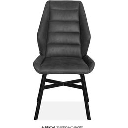 Esszimmerstuhl OMG DESIGN, B:51cm H:96cm T:63,5cmanthrazit, schwarz, anthrazit, Polyester, St&uuml;hle, "Albany", Esszimmerstuhl, pflegeleichter Bezug