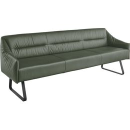 Essbank Musterring, B:262cm H:86cm T:70cm, grün, Sitzbänke, "JustB SP500", Metallkufe schwarz, verschiedene Farben, Breite 220 oder 250 cm