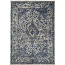 Teppich FLAIR RUGS, B:160cm H:7mm L:230cm, blau, Kunstfaser, Wohnzimmer, Teppiche, "Cordelia Vintage", aus recyceltem Polyester, Wohnzimmer,